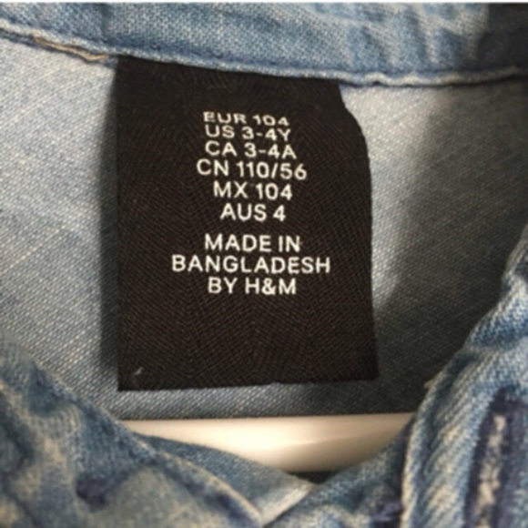 H&M | Shirts & Tops | Hm Chambray Flag Button Up | Poshmark